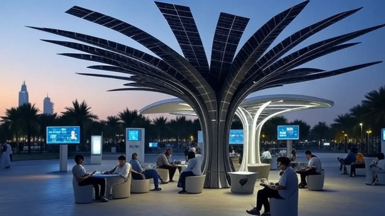 Dubai’s Solar Smart Palms Light Up the City With Free Wi-Fi and Green ...